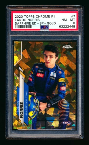 2020 TOPPS CHROME SAPPHIRE F1 #7 LANDO NORRIS RC GOLD VARIATION SP #39/ ...