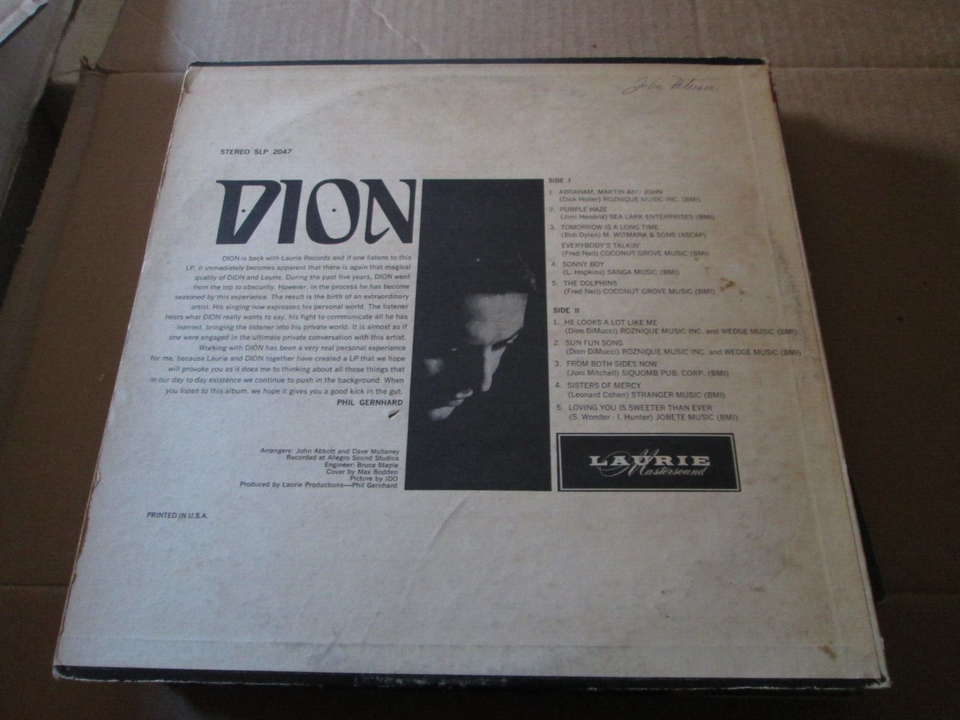 DION - ex Dion and the Belmonts singer, lp w/Abraham Martin and John | eBay