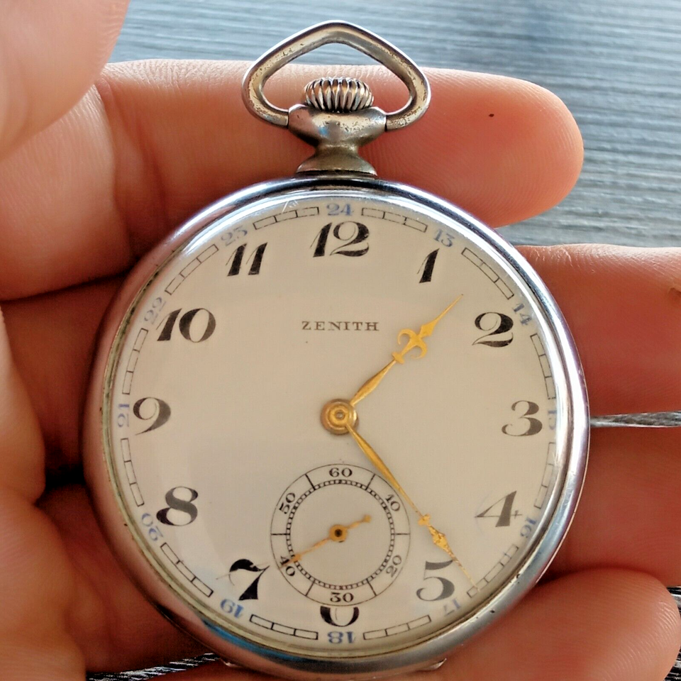 Zenith Pocket Watch Vintage Manual Wind Stainless Steel 48mm Case | eBay