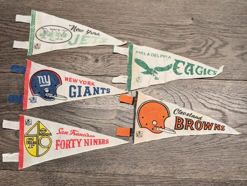 Lot of 19 Vintage 1970s NFL MINI PENNANTS 4x8 - Collection Set | eBay