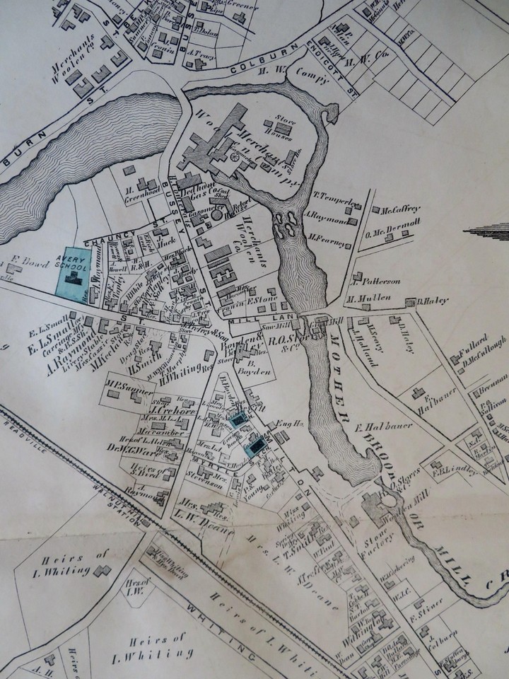 East Dedham Norfolk County Massachusetts 1871 detailed city plan map | eBay