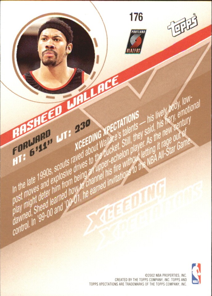 2002-03 Topps Xpectations Parallel Blazers Basketball Card #176 Rasheed ...