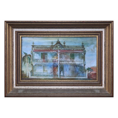 CEDRIC FLOWER (1920-2000) RARE Original Painting Sydney Terraces 1950 ...