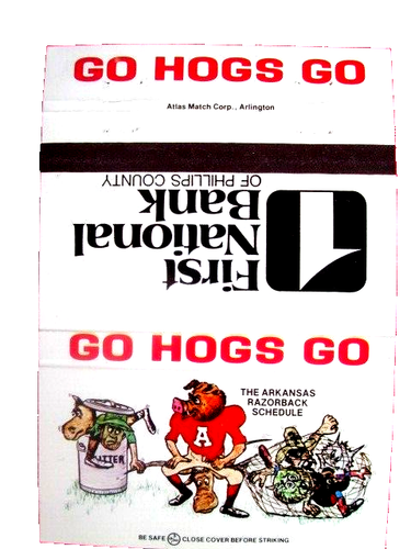 MATCHCOVER/FOOTBALL SCHEDULE FOR 1981 ARKANSAS RAZORBACK GO HOGS GO HELENA 40 ST | eBay