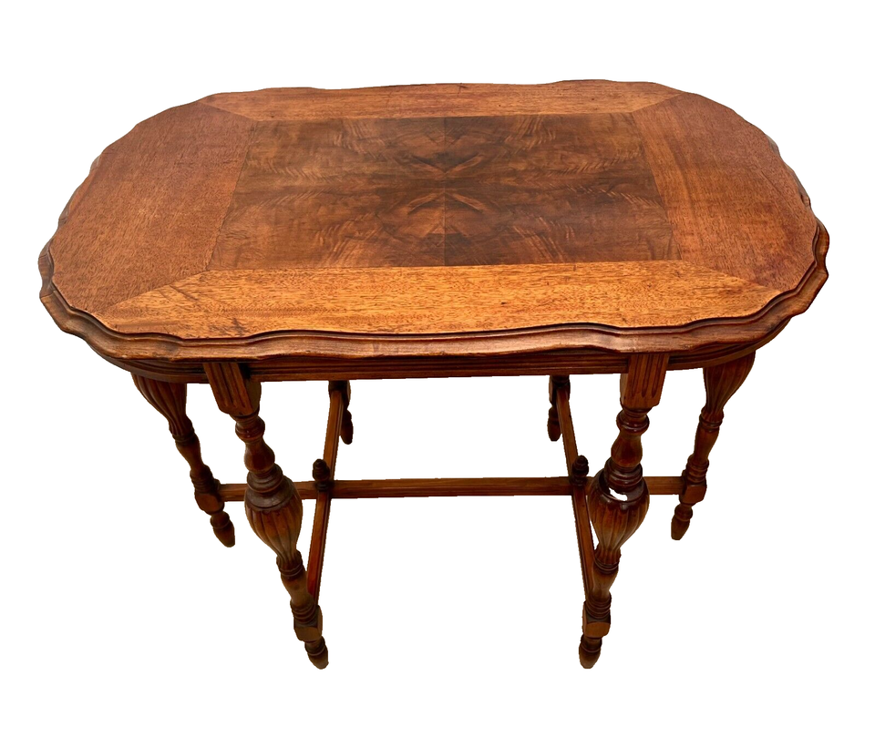 Rare Italian Victorian Parlor Table Six Legs Rectangular shape Burled ...