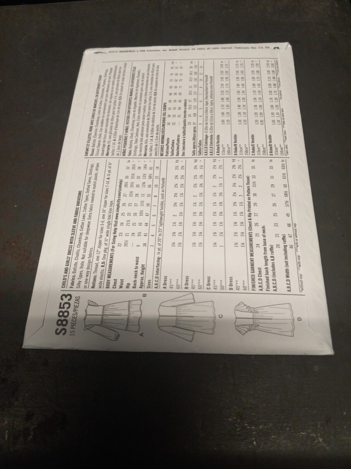 S8853 Sewing Pattern Girls' Flounce Dresses Sleeve Var Sz 3-6 ...