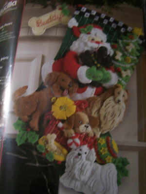 Bucilla Felt SANTA PAWS Stocking Kit NEW OOP | eBay