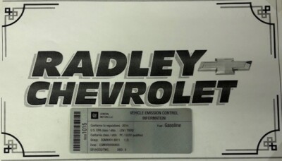NEW GM OEM 2014 CHEVY SPARK LABELS- EMISSION LABEL- GENERAL MOTORS GMC ...