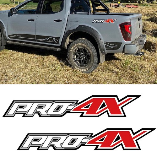 2X Red White PRO-4X Rear Bed Side Vinyl Decal Sticker for Nissan ...