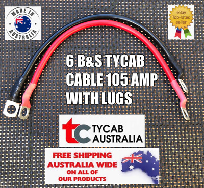 40CM DC 12 VOLT 6 B&S TYCAB 105 AMP BATTERY CABLE LEAD WITH 10MM LUGS ...