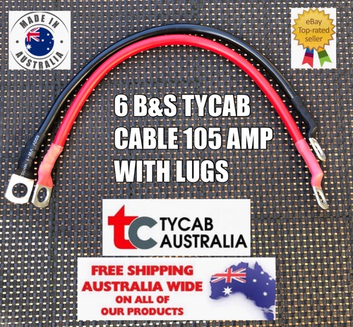 40CM DC 12 VOLT 6 B&S TYCAB 105 AMP BATTERY CABLE LEAD WITH 10MM LUGS ...