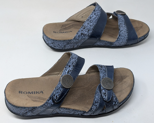 Romika Sandals Women's Size 39 Fidschi 22 Two Strap Wedge Slide Blue ...