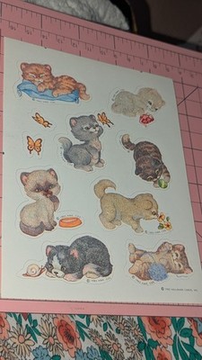 Vintage Hallmark Stickers Fuzzy Cats Kittens 1 Sheet READ | eBay