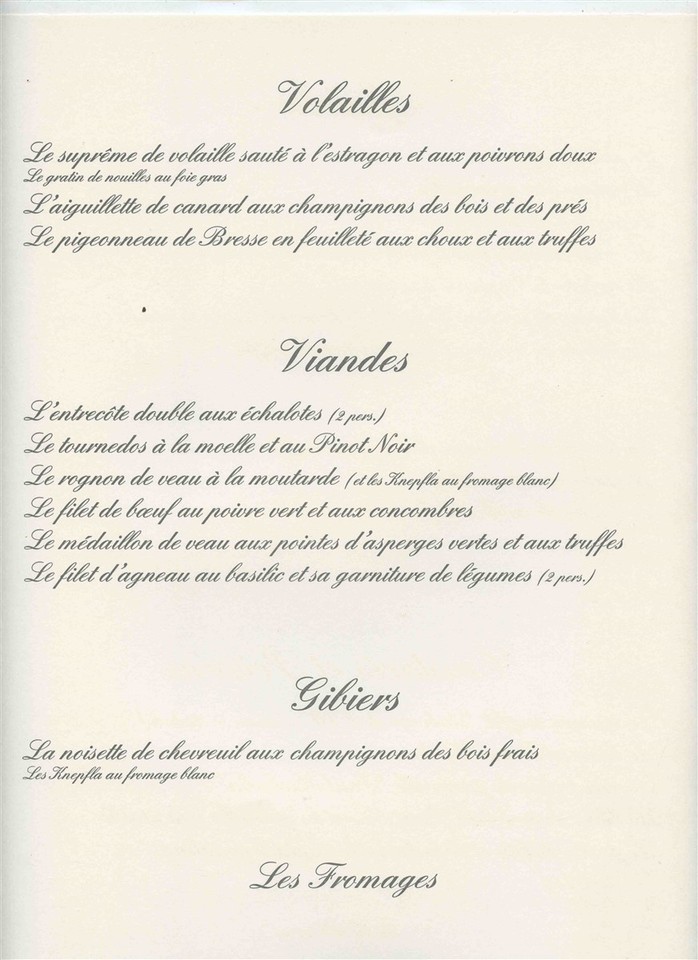 L' Auberge de L'ill Menu des Fries Haeberlin Michelin 3 Star ...