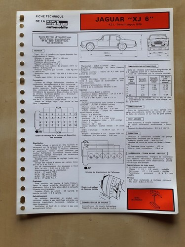 FICHE TECHNIQUE AUTOMOBILE JAGUAR XJ6 XJ 6 | eBay