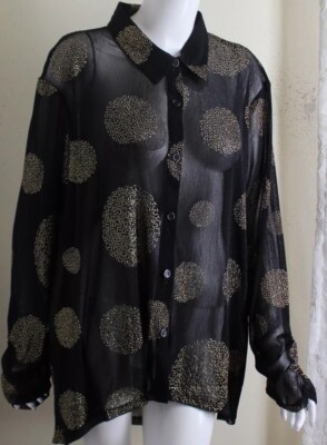 NWT Berek Sz L Funky Lagenlook Oversized Mesh Big Circles Tunic Jacket ...