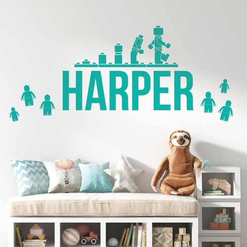 Personalised Name Children Wall Art Sticker - Lego Movie, Lego Blocks ...