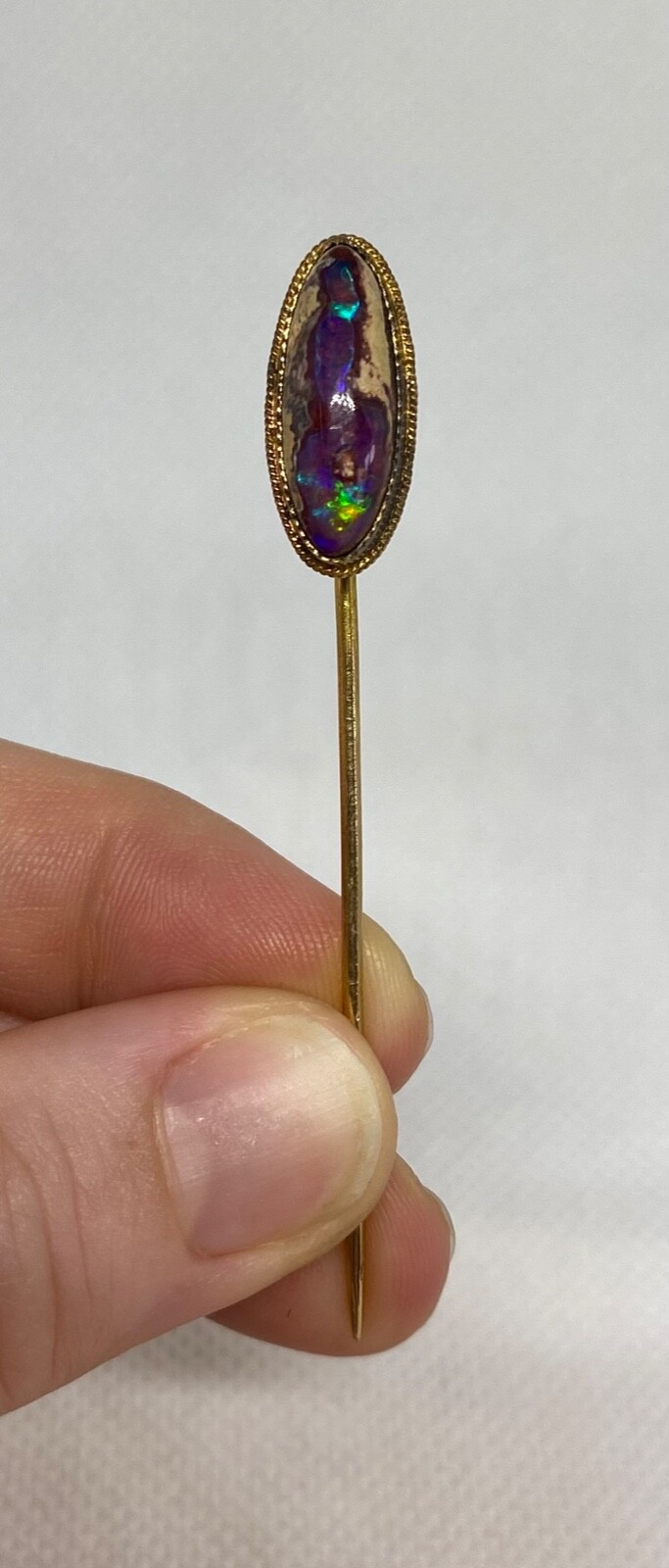 Vintage 14k Gold & Black Boulder Opal Stick Pin | eBay