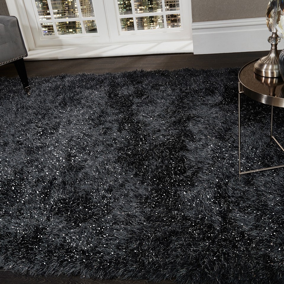Shaggy Rug SHIMMER SPARKLE GLITTER 5.5cm Thick Soft Pile Large Living ...