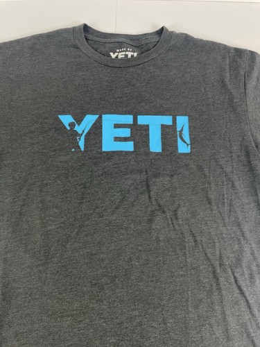 Yeti Size Large Dark Grey Graphic Logo T-Shirt Short Sleeve Fishing ...