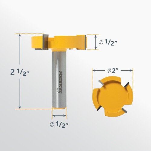 Slab Flattening Router Bit with 1/2" Shank, 2" Cutting Diameter, 1/2 ...