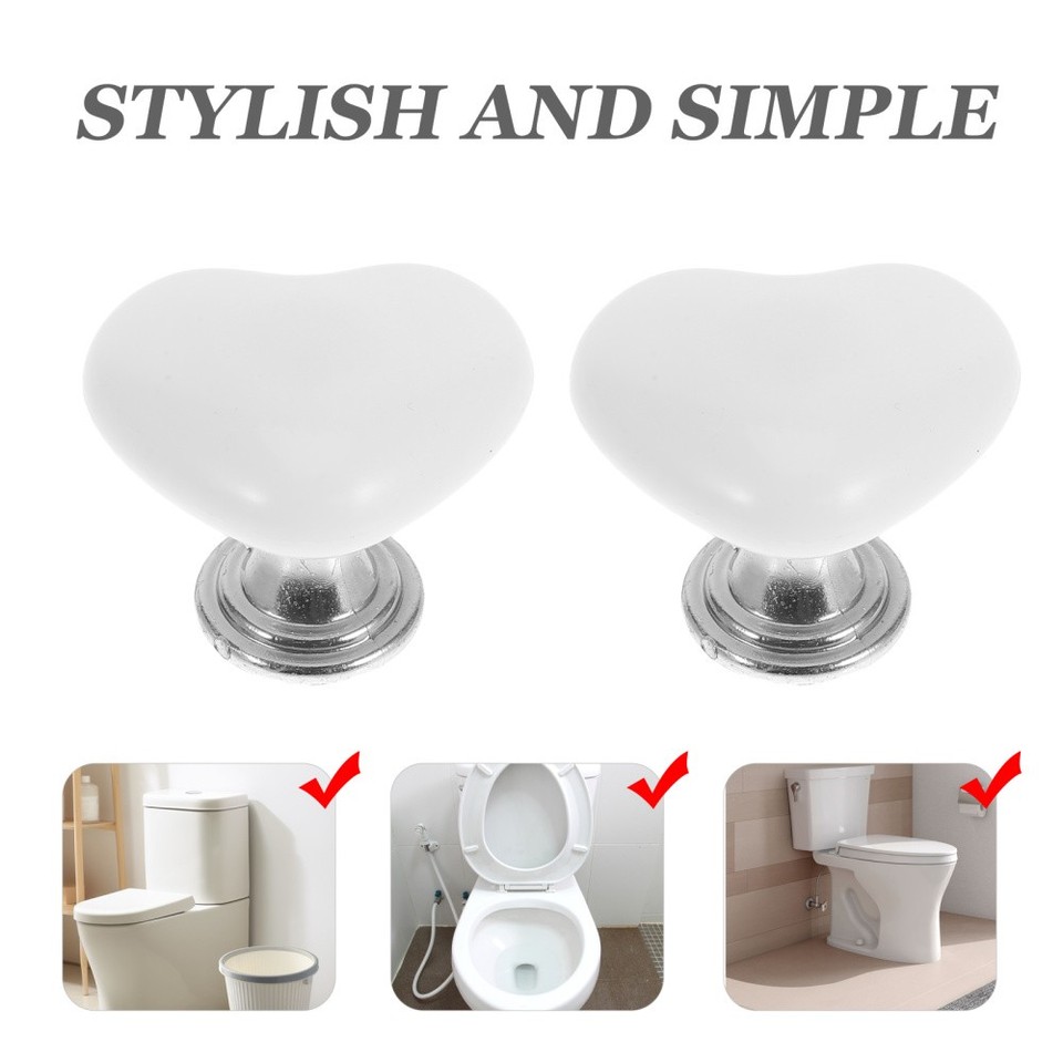 12 Pcs Bathroom Toilet Flush Pusher Heart Button Drawer Pull Buttons ...