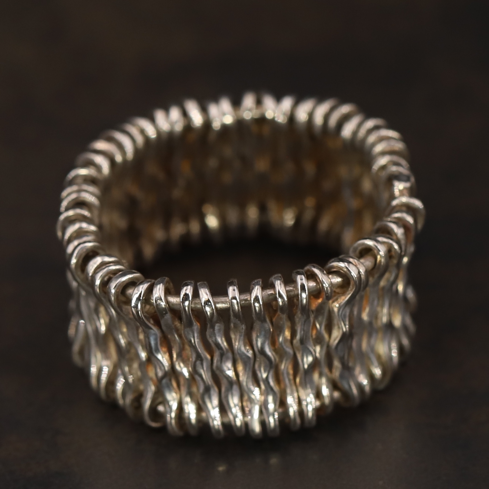 VTG Sterling Silver DAVID SIGAL 11mm Wavy Wire Wrapped Band Ring Size 8 ...