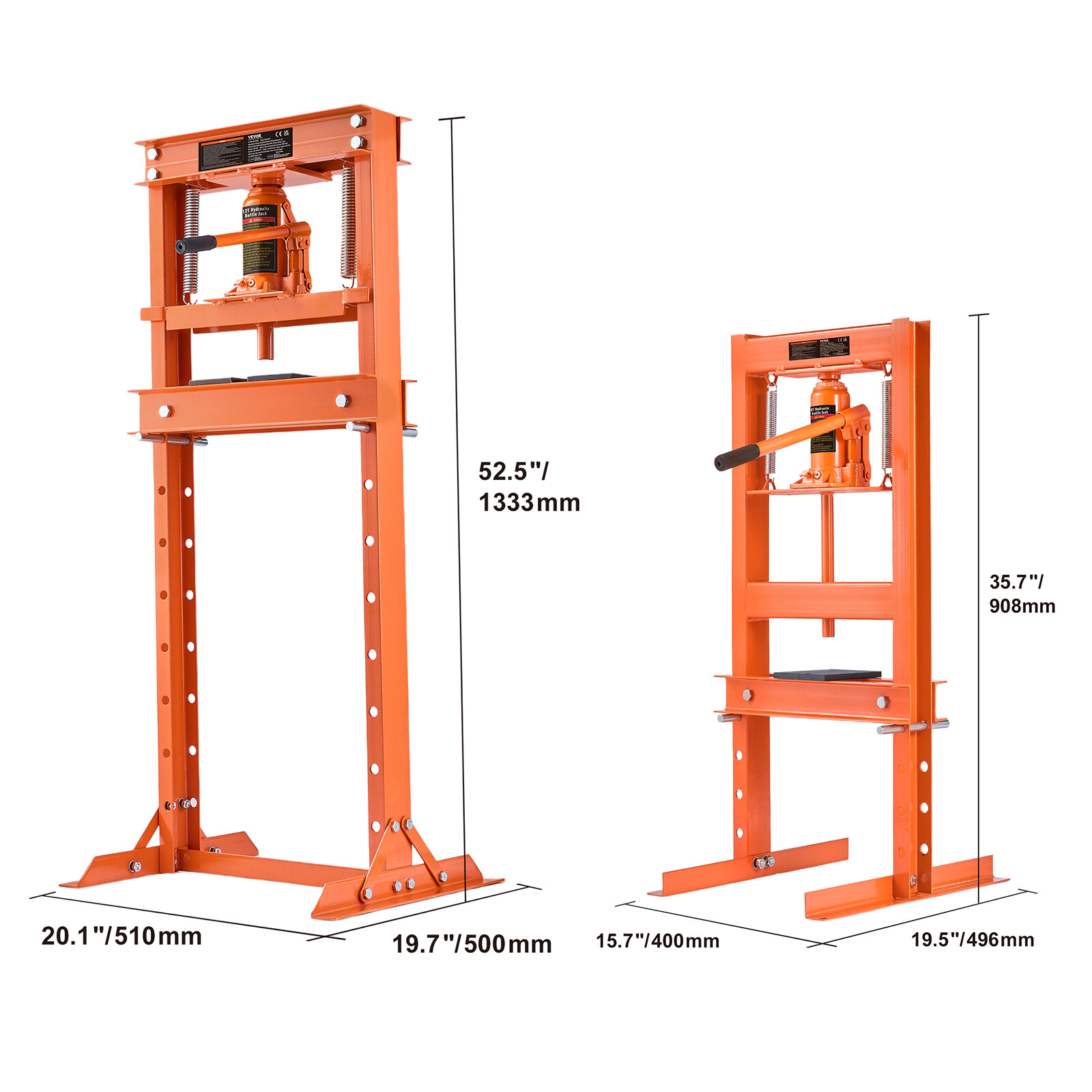 VEVOR Hydraulic Shop Press 6 Ton/12 Ton with Press Plates Benchtop ...