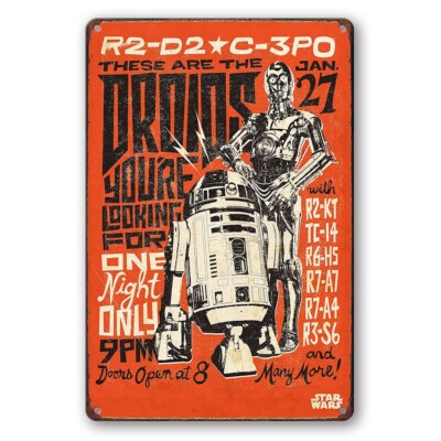3X STAR WAR POSTER Tin Sign DROIDS R2-D2 C-3PO Rustic Look Decorative ...