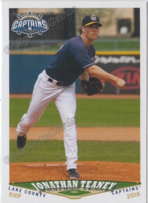 2018 Lake County Captains Jonathan Teaney RC Rookie Cleveland Indians ...