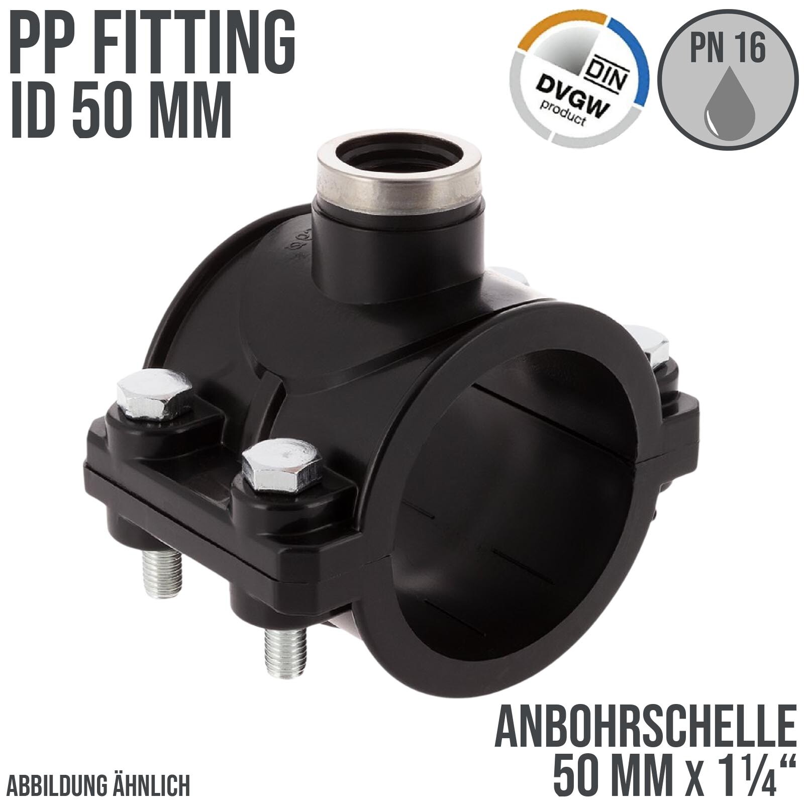 PP PE Fittings Klemm Muffe Kupplung Winkel T-Stück Kappe Verbinder DVGW ...