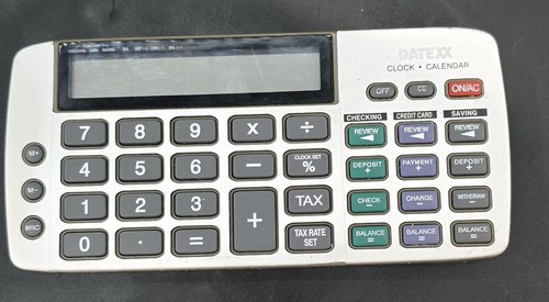 Radio Shack Datexx Checkbook Calculator DB-413 Pocket Calendar Clock ...