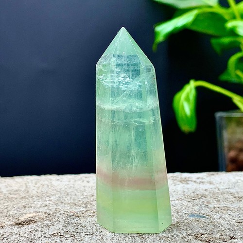 48G Natural rainbow fluorite crystal pillar wand Obelisk Energy healing ...