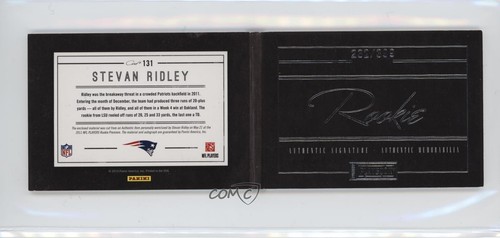 2011 Panini Playbook Rookie Booklet /399 Stevan Ridley #131 Rookie Auto ...