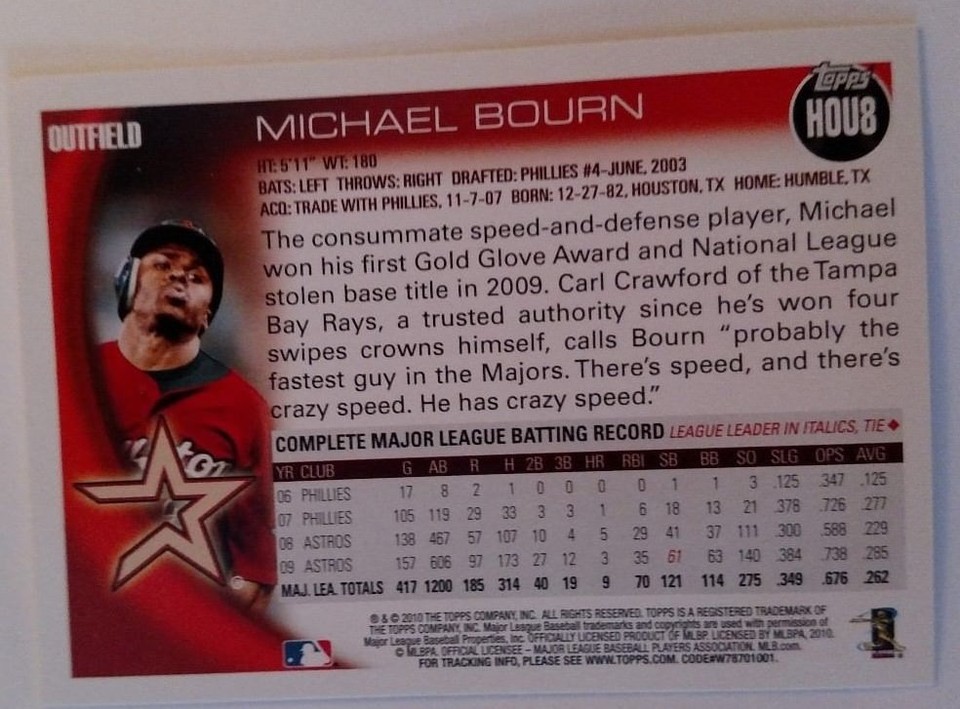 2010 Topps #Hou8 Michael Bourn Houston Astros | eBay
