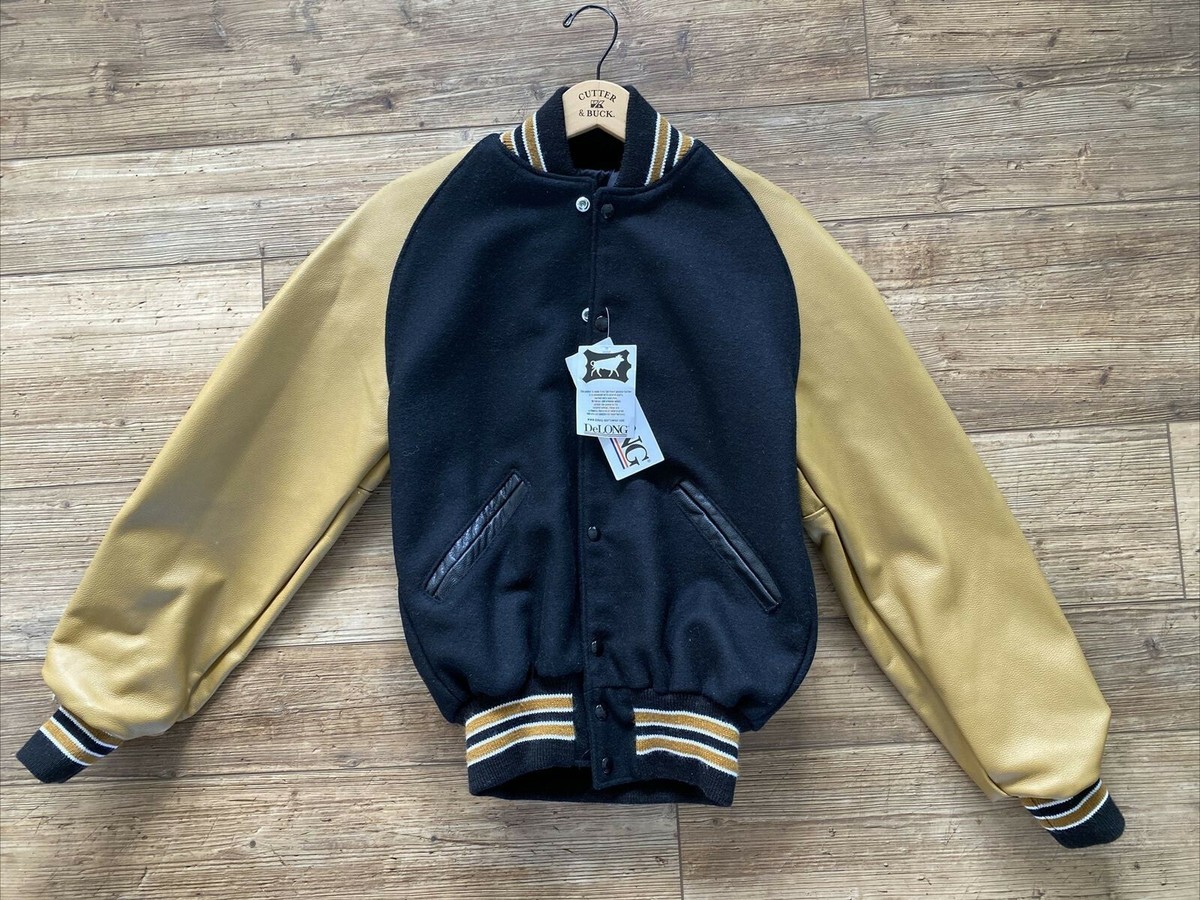 Black And Gold Letterman Jackets Black & Tan Wool Leather Varsity