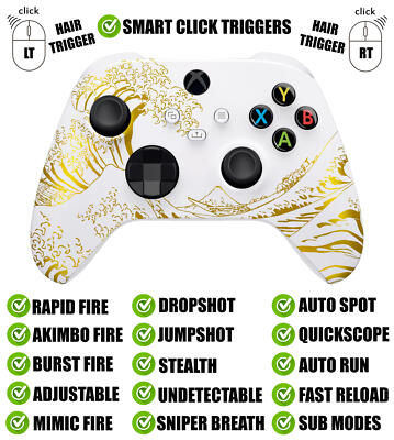 Golden Wave Silent Modz Smart Click Triggers Modded Controller for Xbox ...