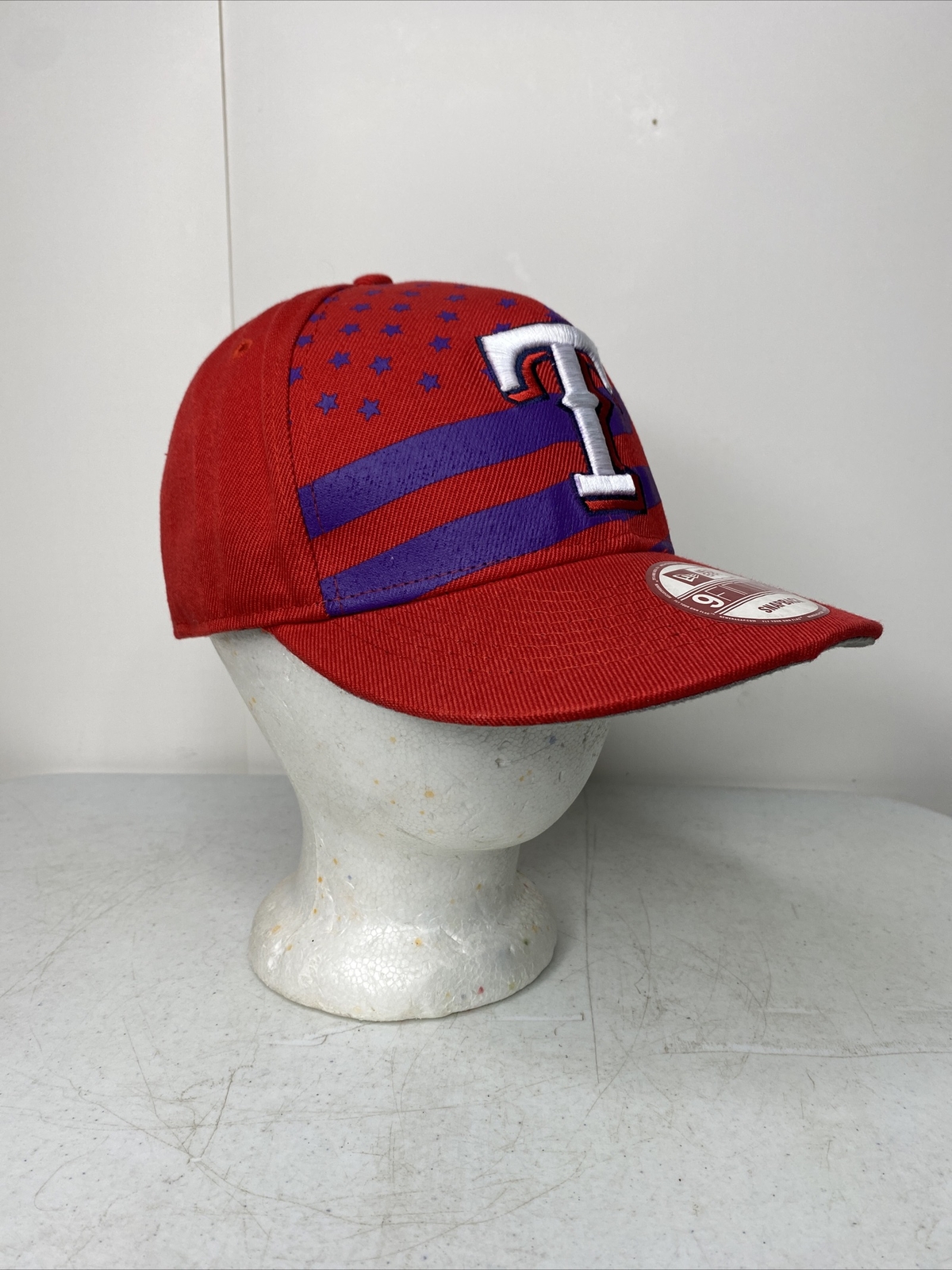 Texas Rangers Logo 7 Vintage 90's Red Snapback Cap Hat USA Flag Purple ...