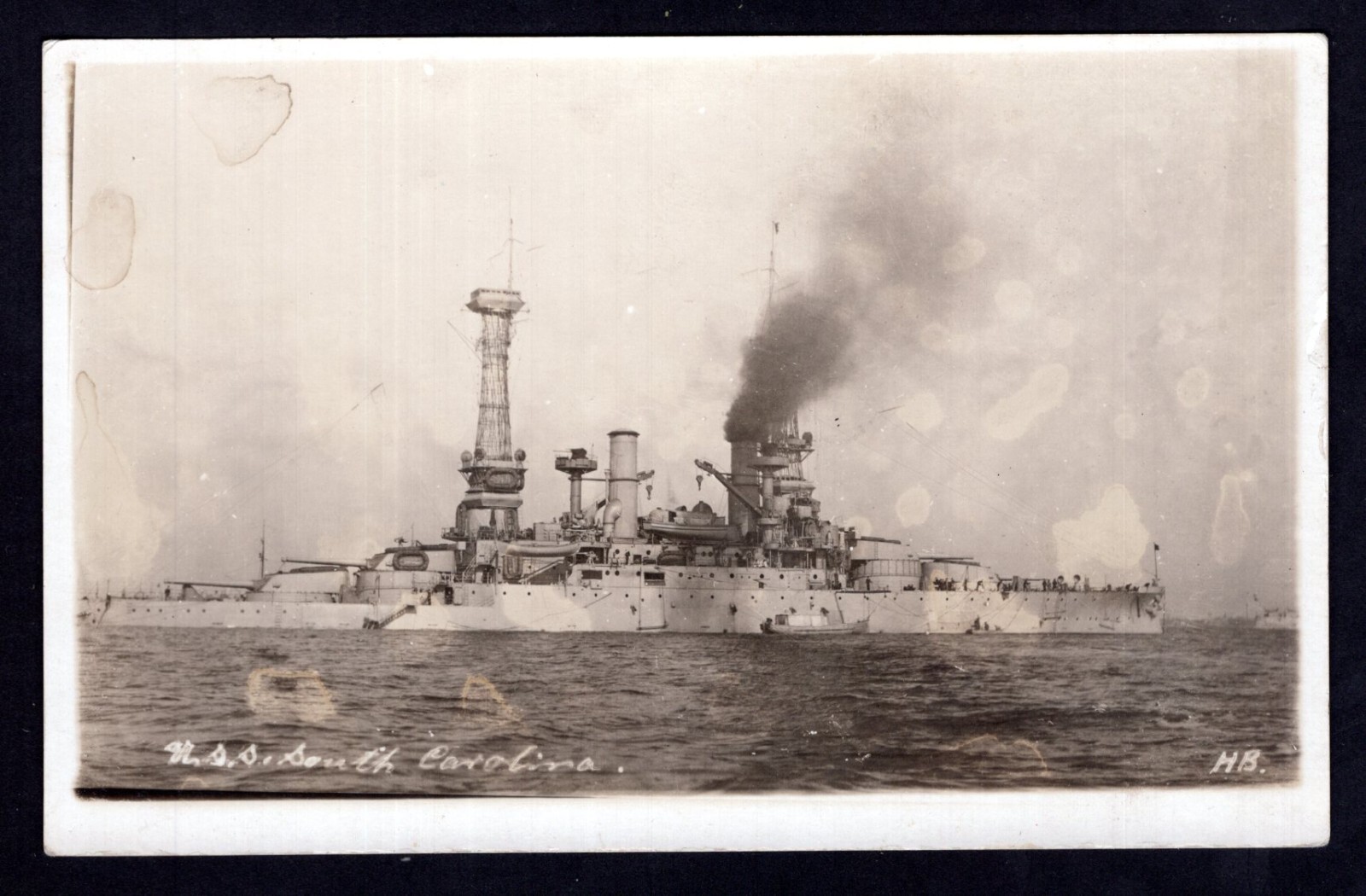 USS South Carolina Battleship RPPC Real Photo Vintage Postcard Unused ...