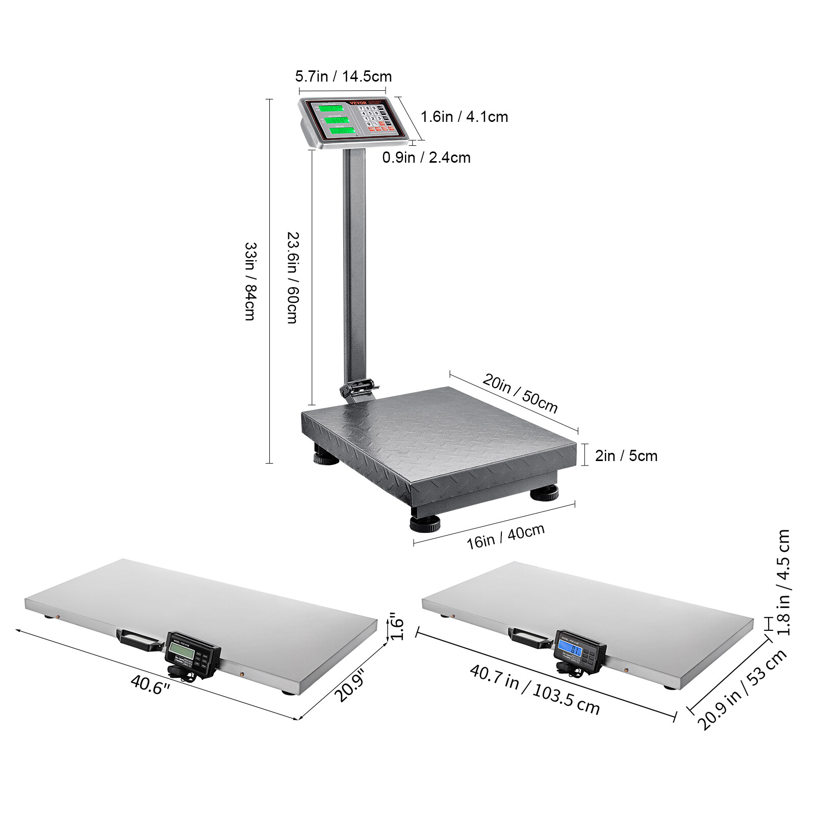 VEVOR 660/880/1100lbs Digital Floor Platform Scale Shipping / Livestock ...