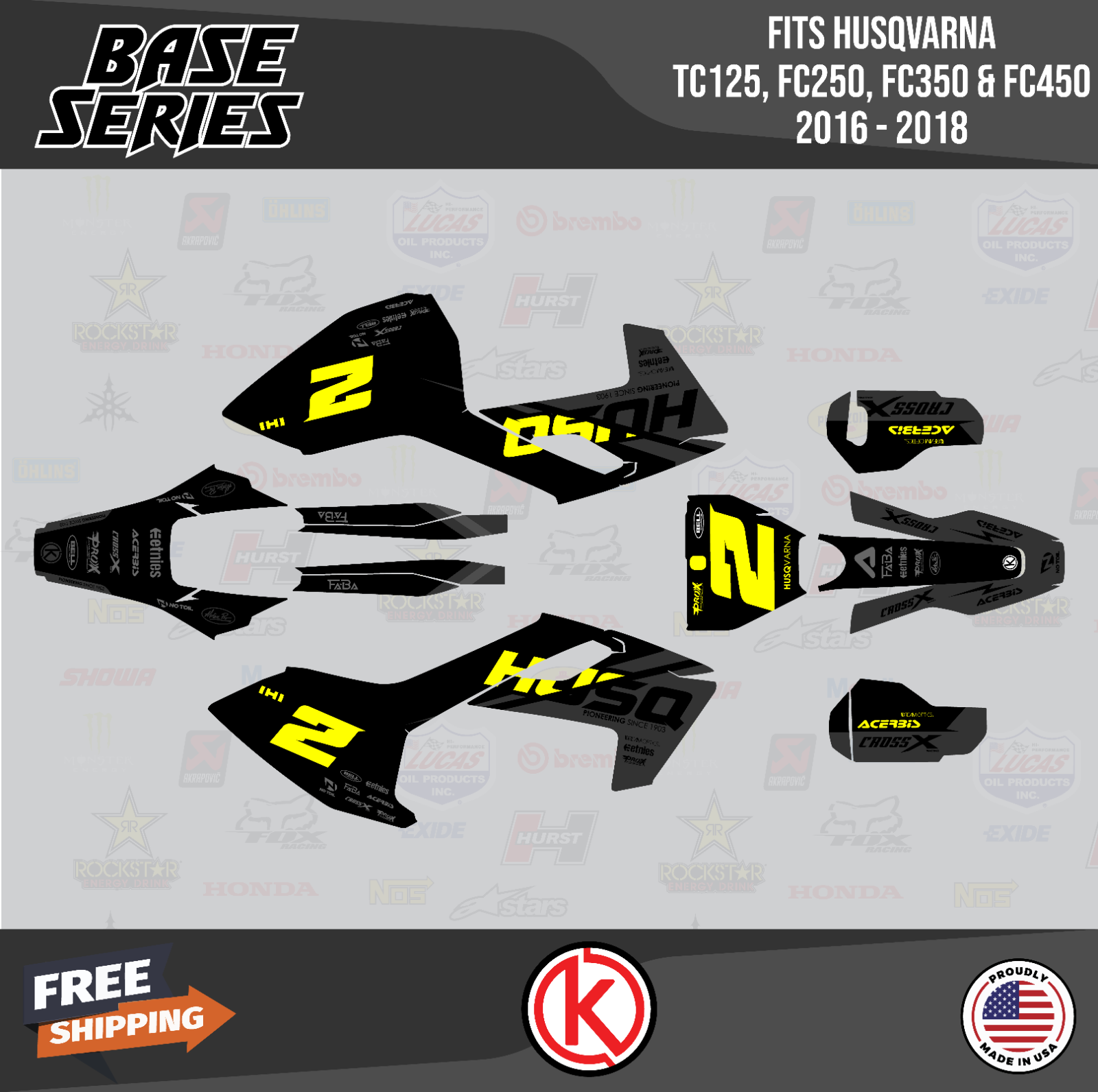 Graphics Kit for Husqvarna TC125 FC250 FC350 FC450 2016 2017 2018 Base ...