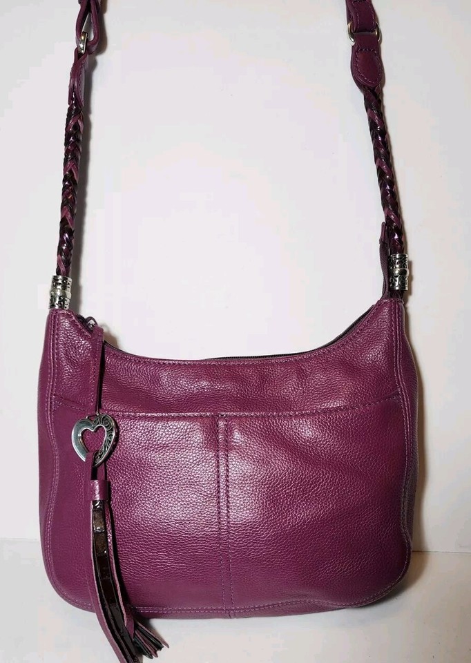 BRIGHTON BABY BARBADOS GUAVABERRY ZIPTOP LEATHER CROSSBODY SHOULDERBAG ...