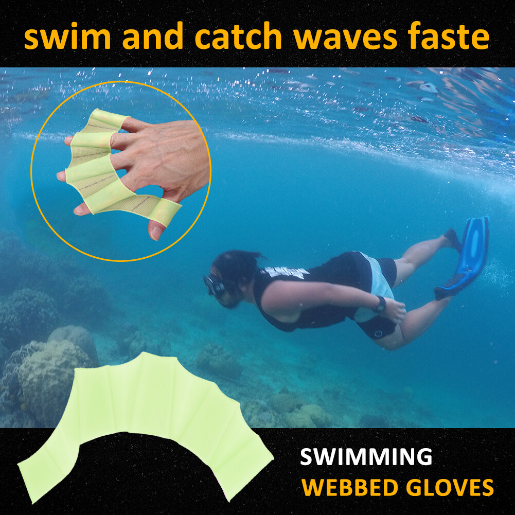 Finger Webbed Swim Gloves Fins Hand Web Flippers Training Paddles ...