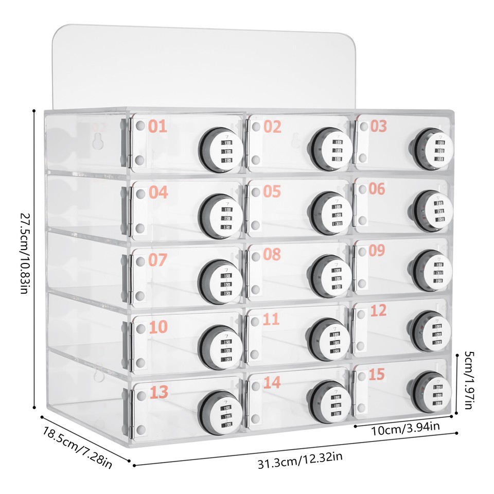 15 slots Lockable Cell Phone Storage Cabinet Classroom Wall Mounted ...