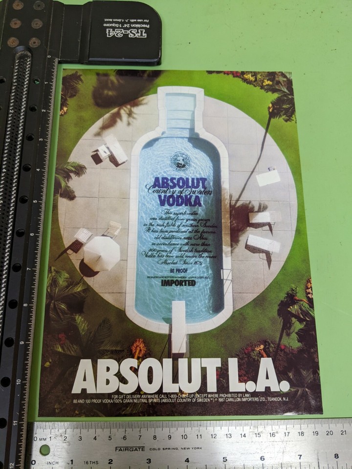 Absolut L.A. Vodka Vintage 1987 Original Print Ad " | eBay