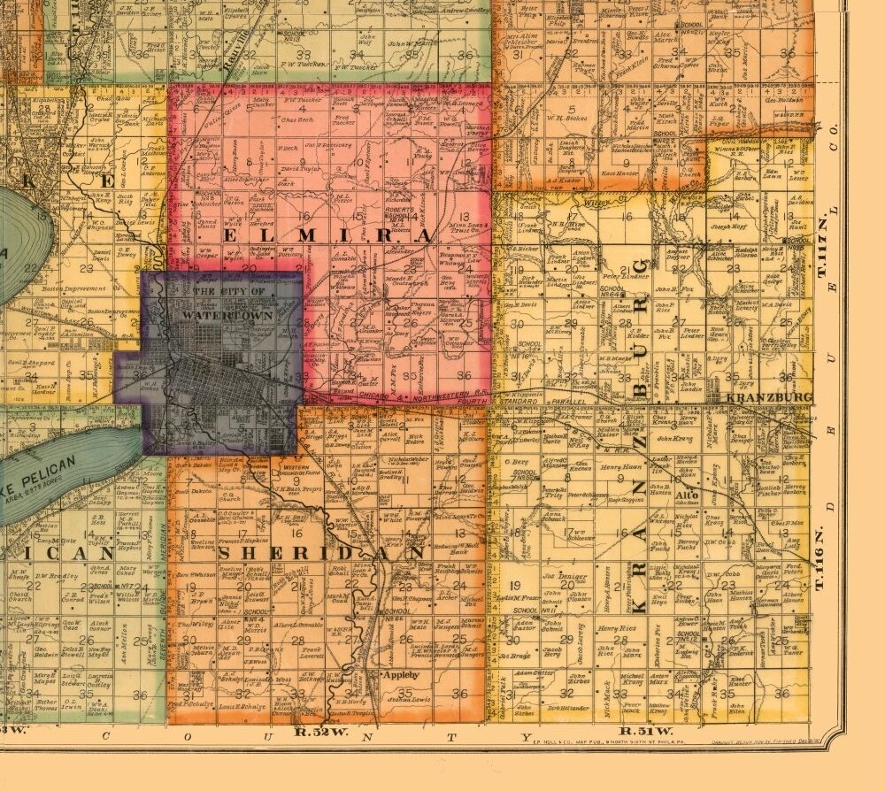 Historic County Map - Codington County South Dakota - Peterson 1898 ...