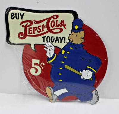 New Pepsi Cola Cops Pop Soda Diecut 14.5" Metal Tin Sign Vintage Bar ...