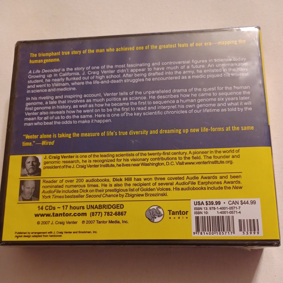 New!!! 2007 🔥A LIFE DECODED🔥 Audiobook *My Genome My Life* J. Craig ...