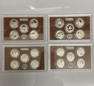 2014, 2015, 2016 and 2017 Clad Proof Quarter Sets- 4 Set Lot - No Box ...