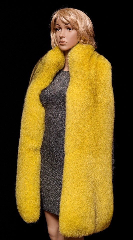 Royal Saga Furs Lemon Yellow Fox Fur Double Sided Massive Stole Boa ...